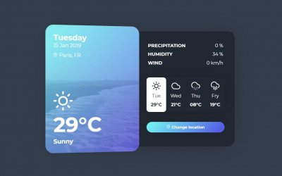 12+ JavaScript Weather Widget Design Examples - OnAirCode