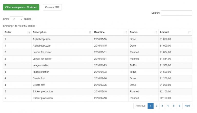 18 Javascript Datatable Design Code Examples Onaircode